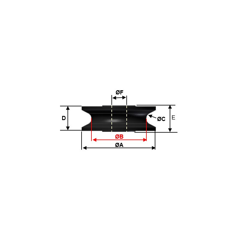Nylon sheave with roller bearings for fiber rope of 8 mm Nantaise